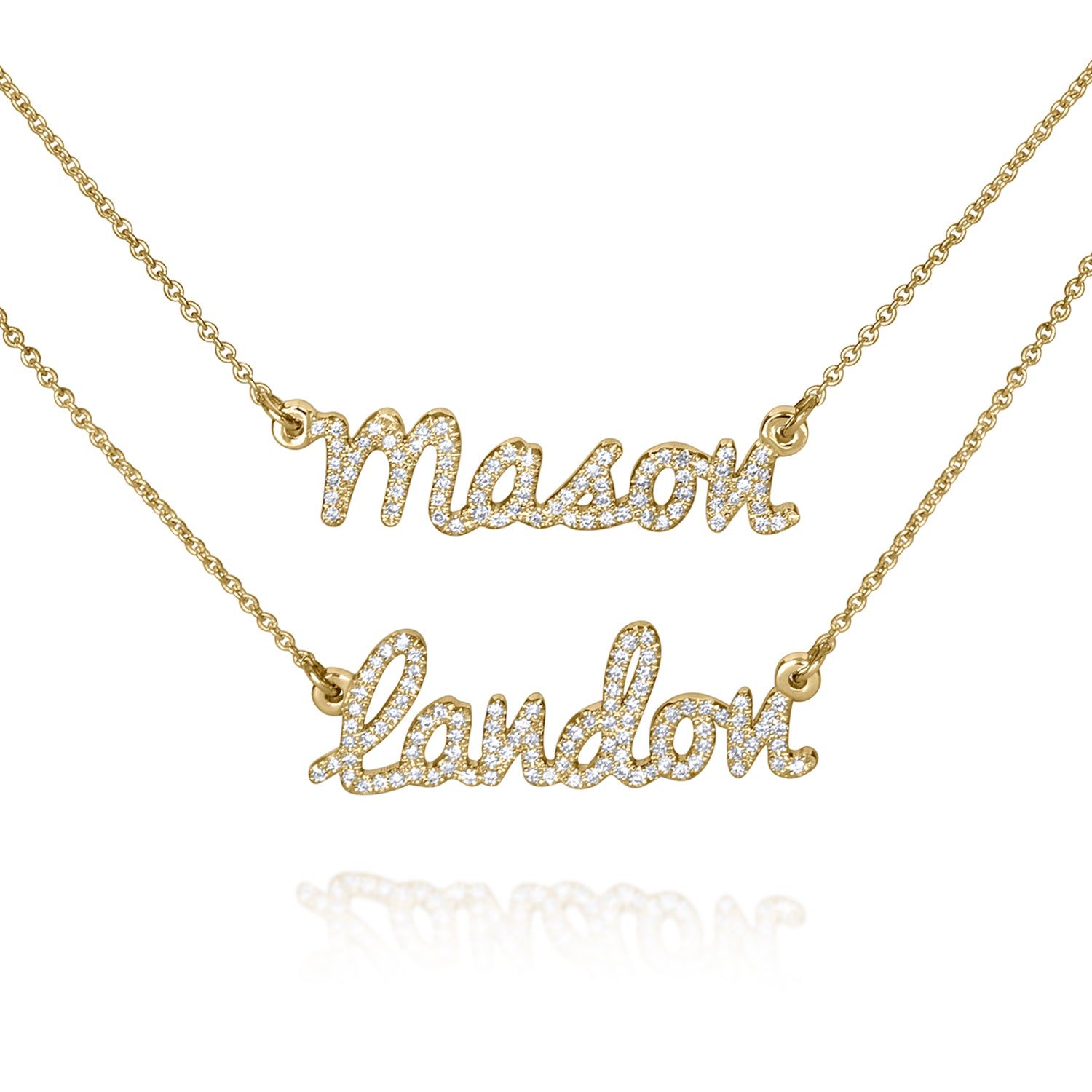 White Diamonds Double Name Necklace – Rimon Fine Jewelry